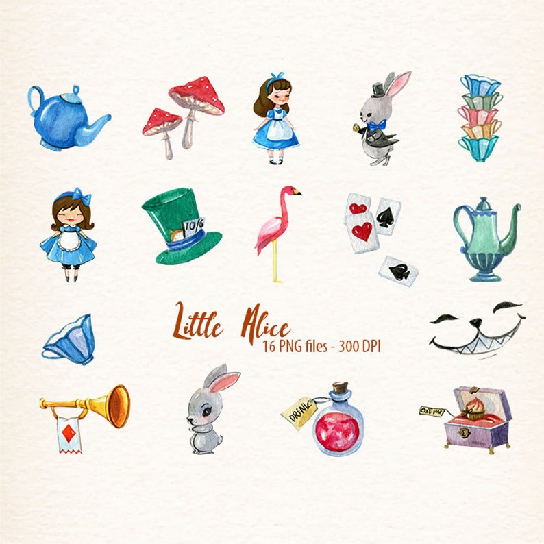 Alicia en el país de las maravillas Clipart Alice Clip Art - Etsy México