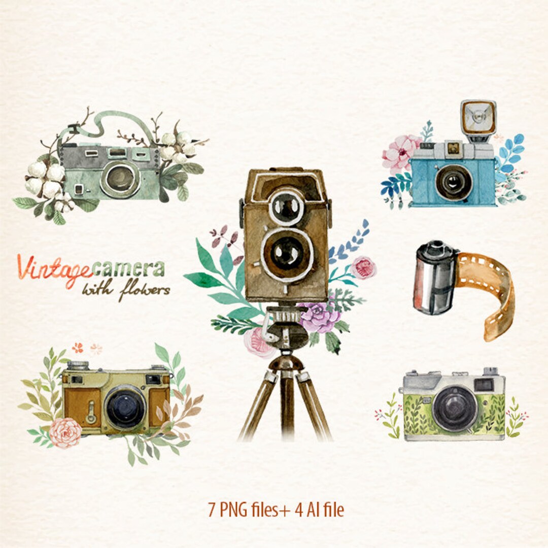 Camera, Watercolor Camera, Retro Camera, Flowers & Cameras, Photocamera ...