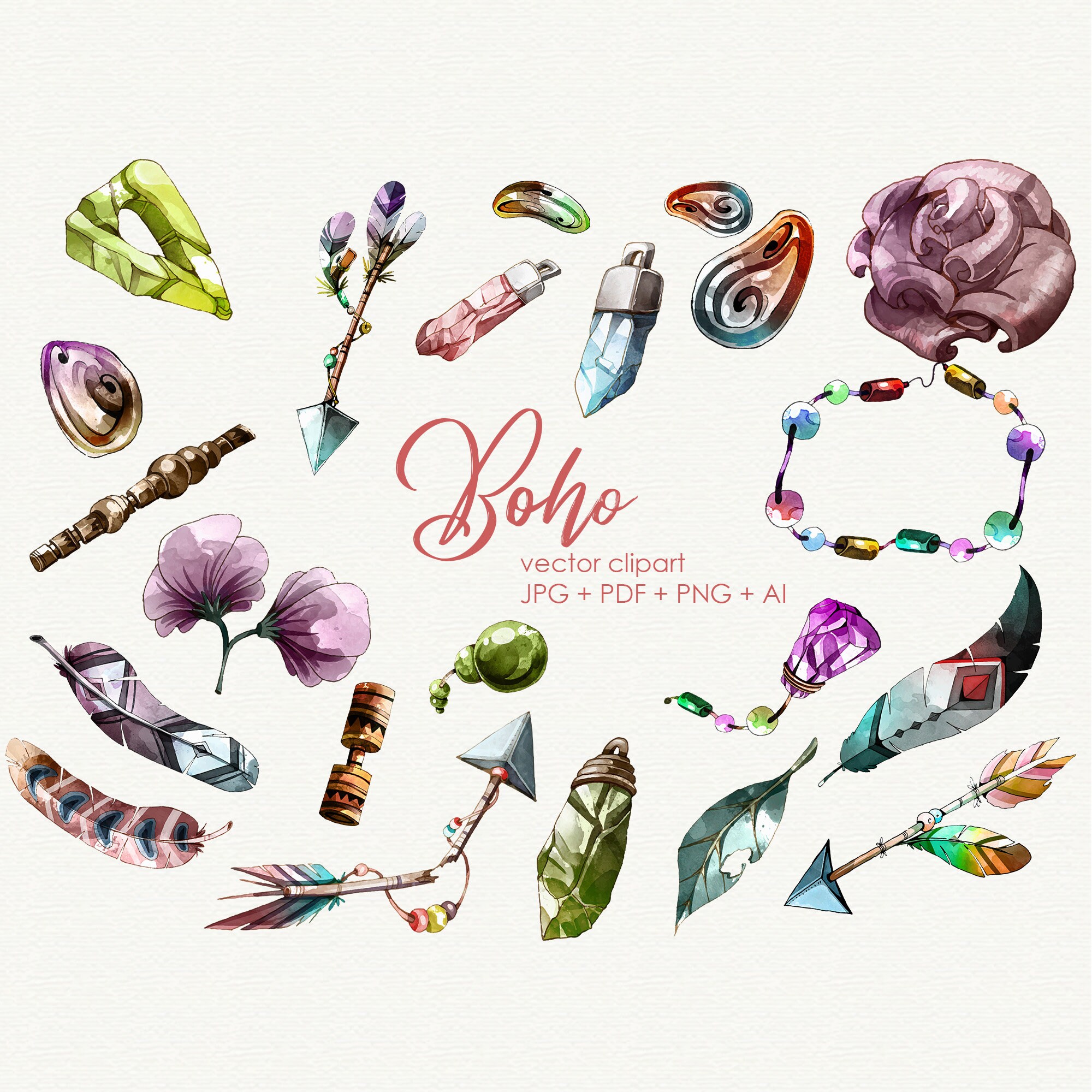Arrow clipart Boho DreamCatcher watercolor clip art Tribal | Etsy