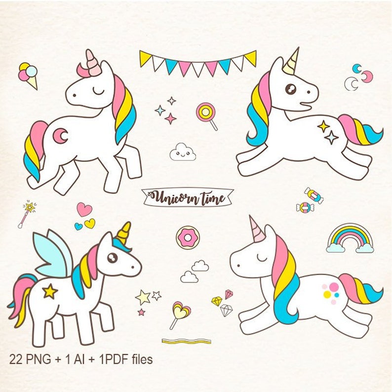 Unicorn Clipart VECTOR CLIPART Fantasy Digital Clip Art - Etsy