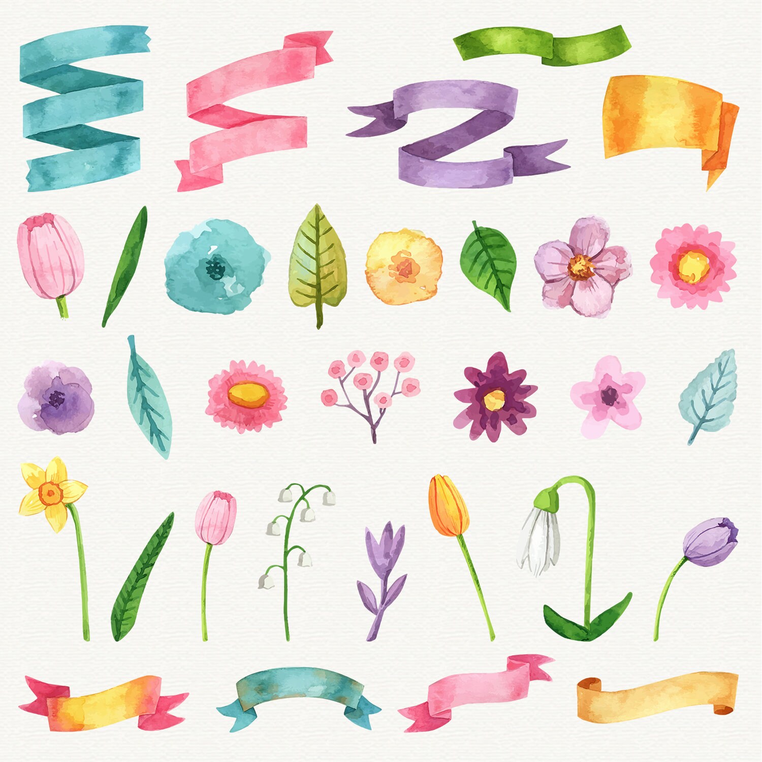 Floral Banner clipart Ribbon watercolor Ribbons Wedding clip | Etsy