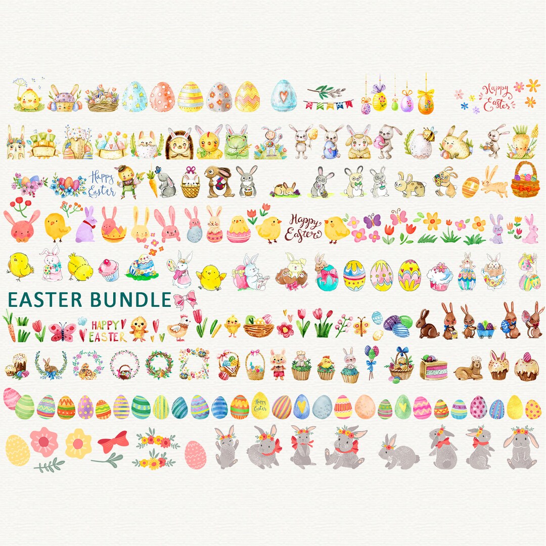 Easter Bundle Clipart Watercolor Easter Clip Art Instant Download ...