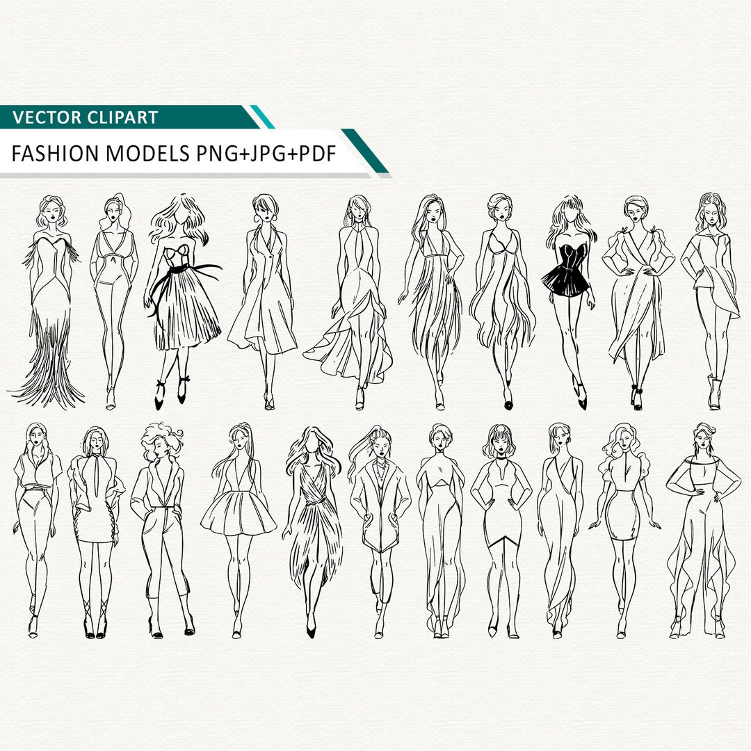 Fashion Model Clipart, Fashion Women Clipart, Fashion Girl Instant ...