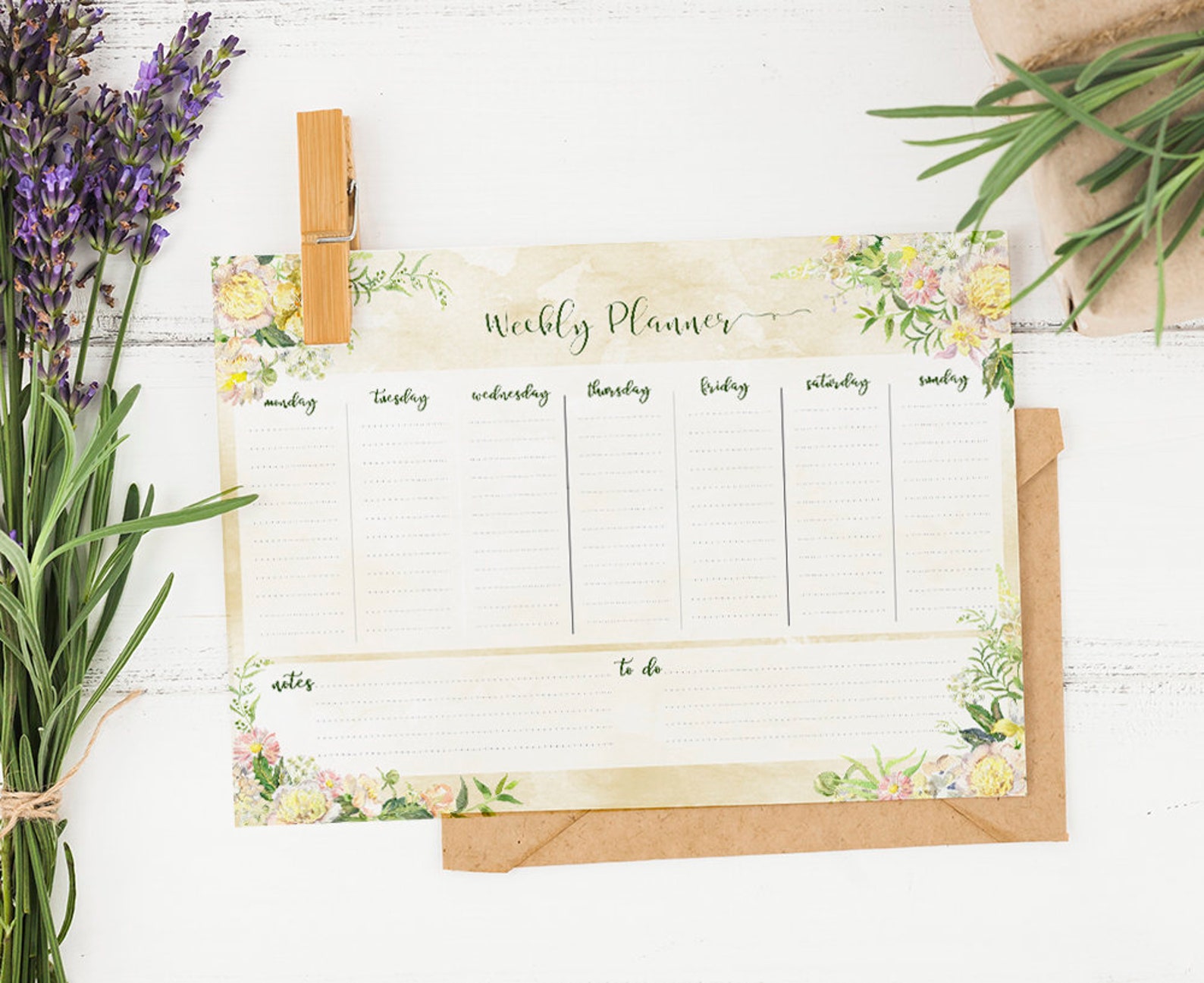 Floral Planner Printable Weekly Planner Digital Calendar - Etsy