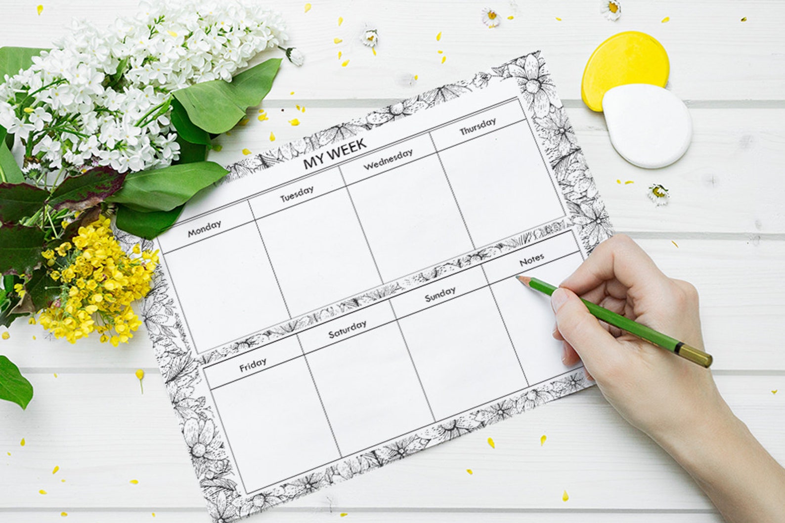 Weekly Planner Printable Coloring Weekly Calendar Doodle - Etsy