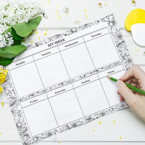 Weekly Planner Printable Coloring Weekly Calendar Doodle Template Daily ...