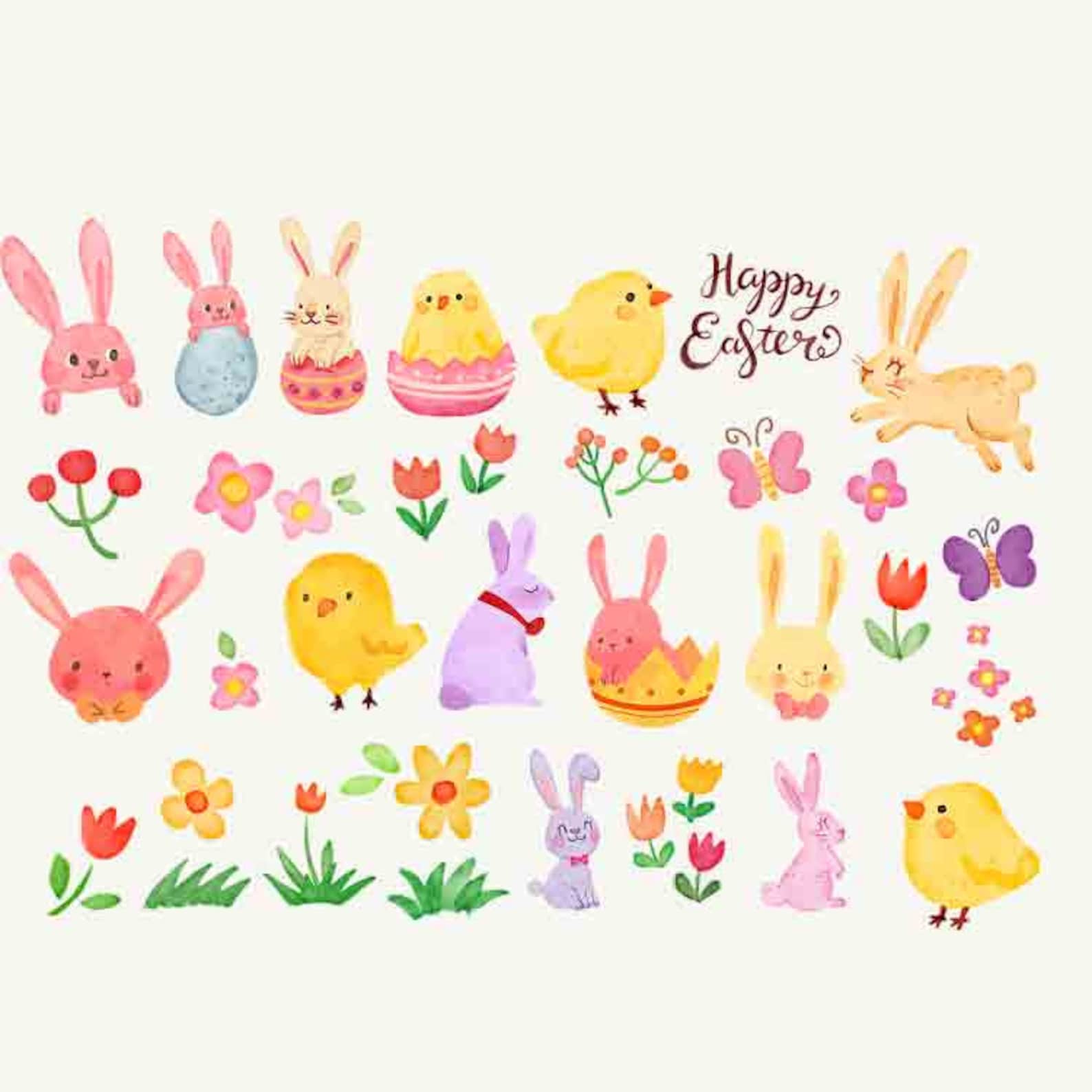 Easter Bundle Clipart Watercolor Easter Clip Art Instant - Etsy