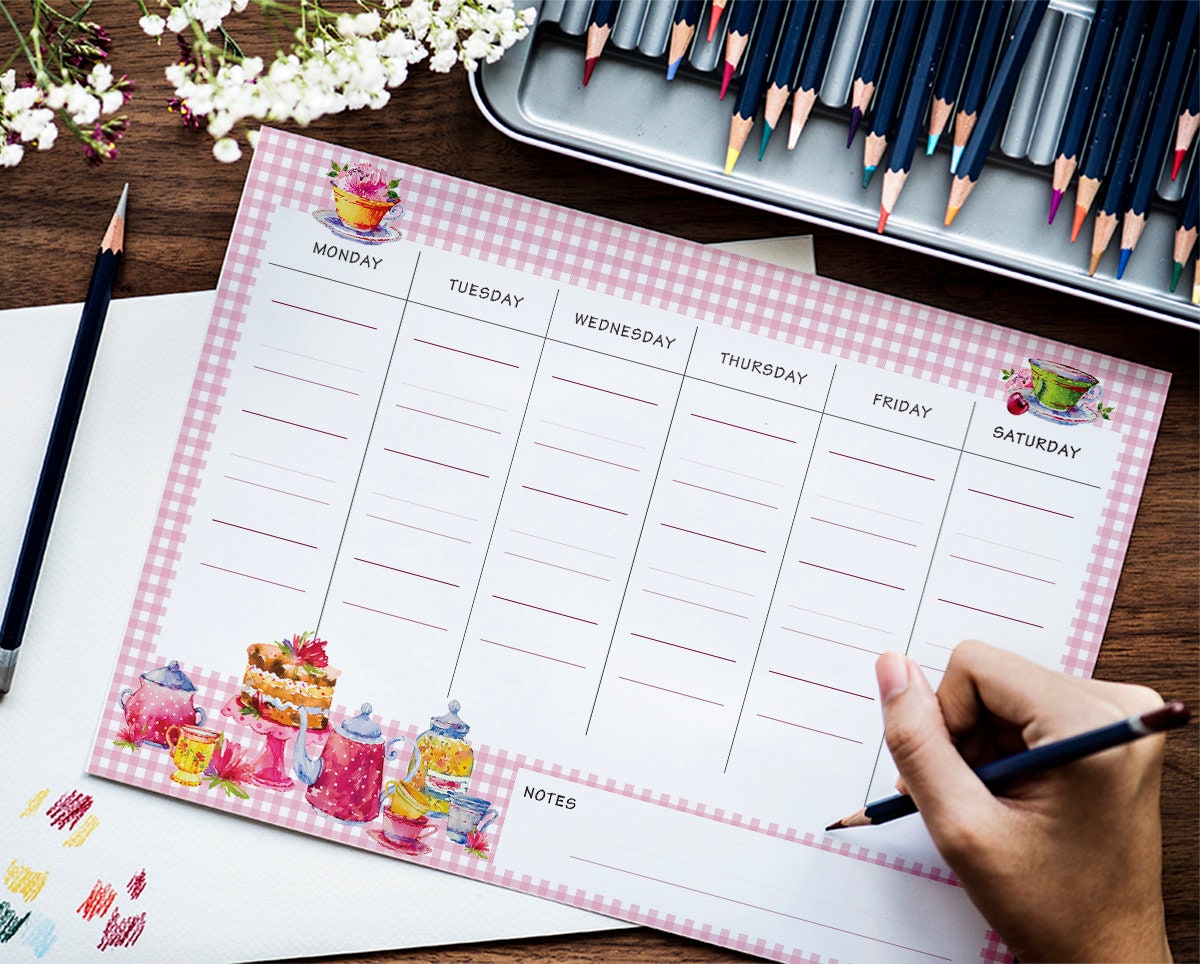 Weekly Planner Printable Tea Party Planner for Print Digital - Etsy