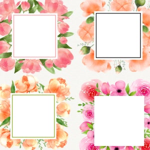 Floral Frames Clipart Flowers Border Watercolor Flowers Bridal Shower ...