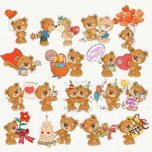 Bear Clipart - BIG PACK Little Teddy Bear Funny Clipart Set Instant ...