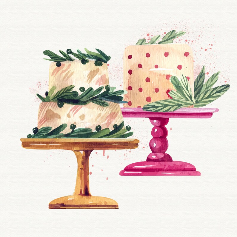 Watercolor Cake Clipart Birthday Cake Clip Art Watercolor - Etsy