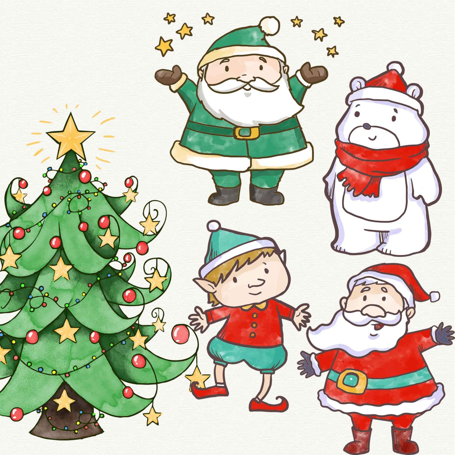 Watercolor Christmas Clipart Winter Holiday Vector Clipart - Etsy