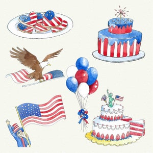 Watercolor America Clip Art Independence Day Vector Clipart 4th July ...
