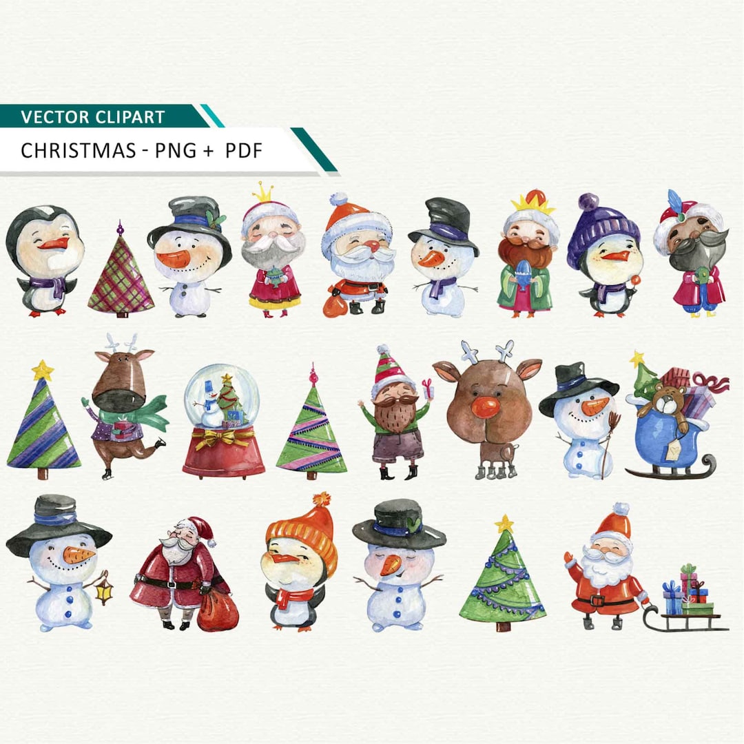 Christmas Clipart Watercolor Winter Clip Art Instant Download ...