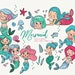 Mermaid Vector Clipart Girl Nautical Clip Art Mermaids Printable Little ...