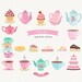 Tea Time Clipart Tea Party Clip art Cake gráfico Cupcake imprimible ...