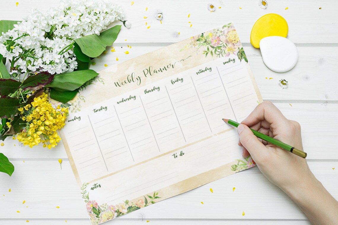 Floral Planner Printable Weekly Planner Digital Calendar - Etsy