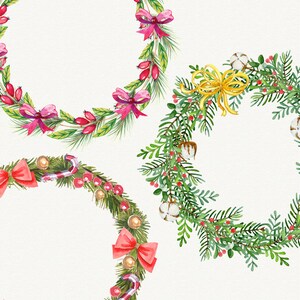 Christmas Wreath Clipart Watercolor Wreath Christmas Clip Art Floral ...