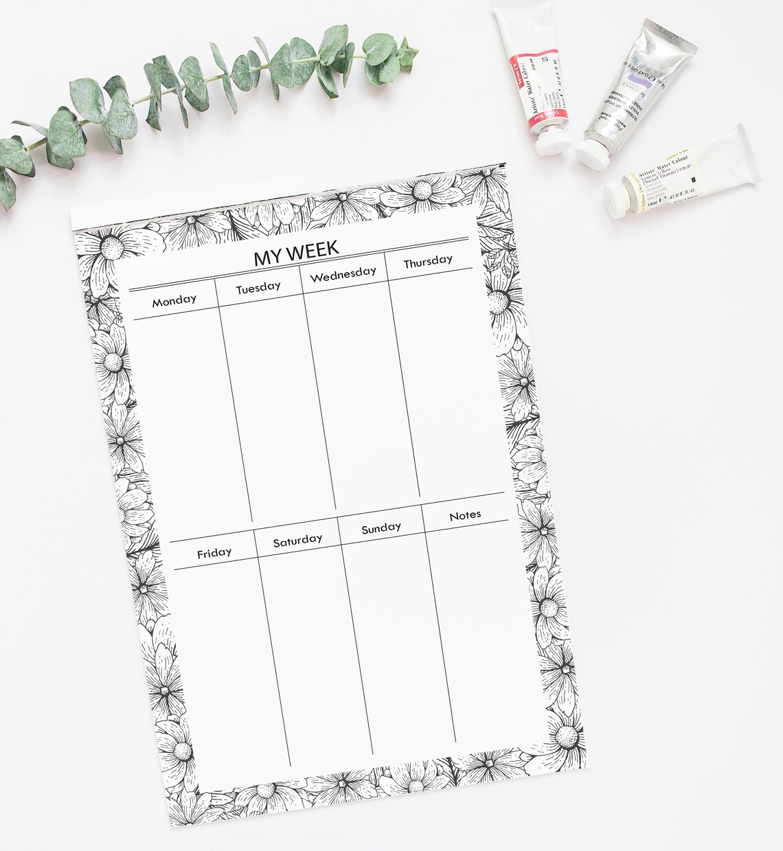 Coloring Planner Weekly Planner Printable Floral Planner - Etsy
