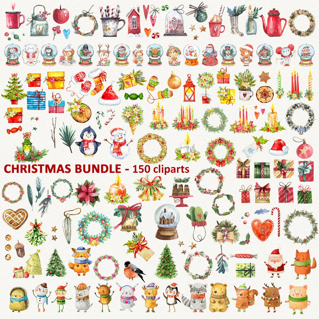 Christmas Clipart Bundles Instant Download Winter Clipart Snow Merry ...