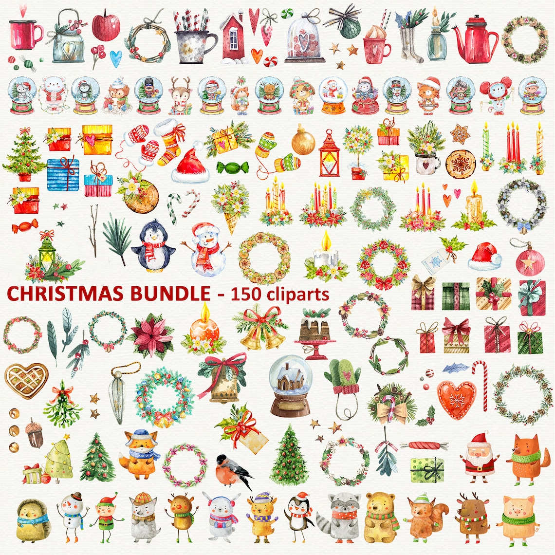 Christmas Clipart Bundles Instant Download Winter Clipart Snow - Etsy