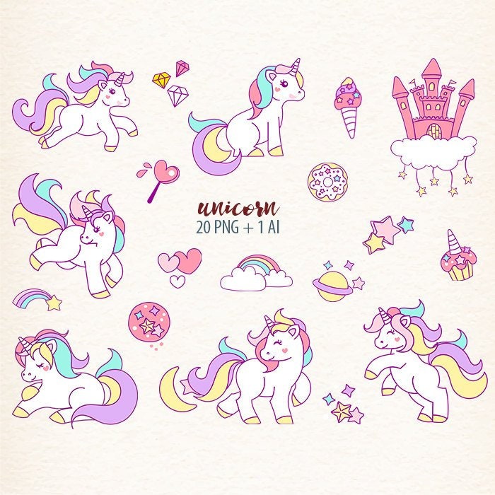 Unicorn clipart unicorn download | Etsy
