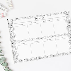 Weekly Planner Printable Coloring Weekly Calendar Doodle Template Daily ...