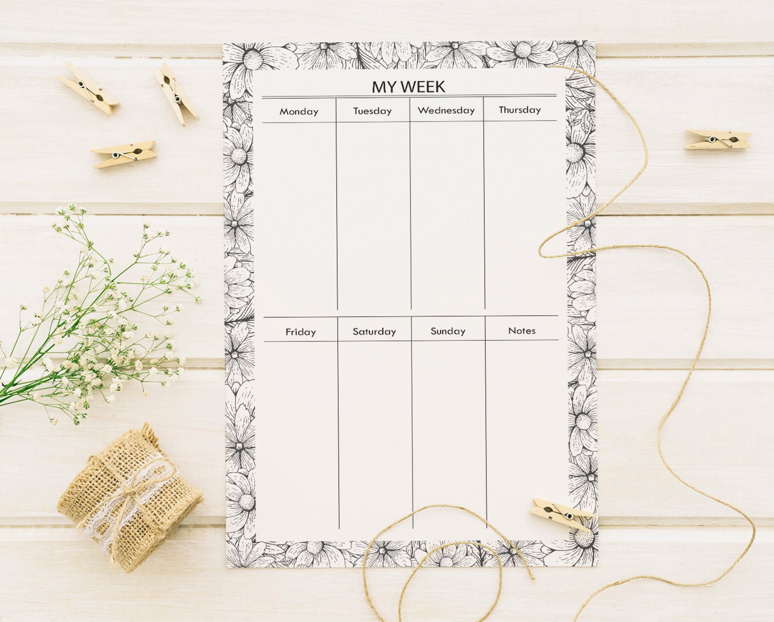Coloring Planner Weekly Planner Printable Floral Planner - Etsy