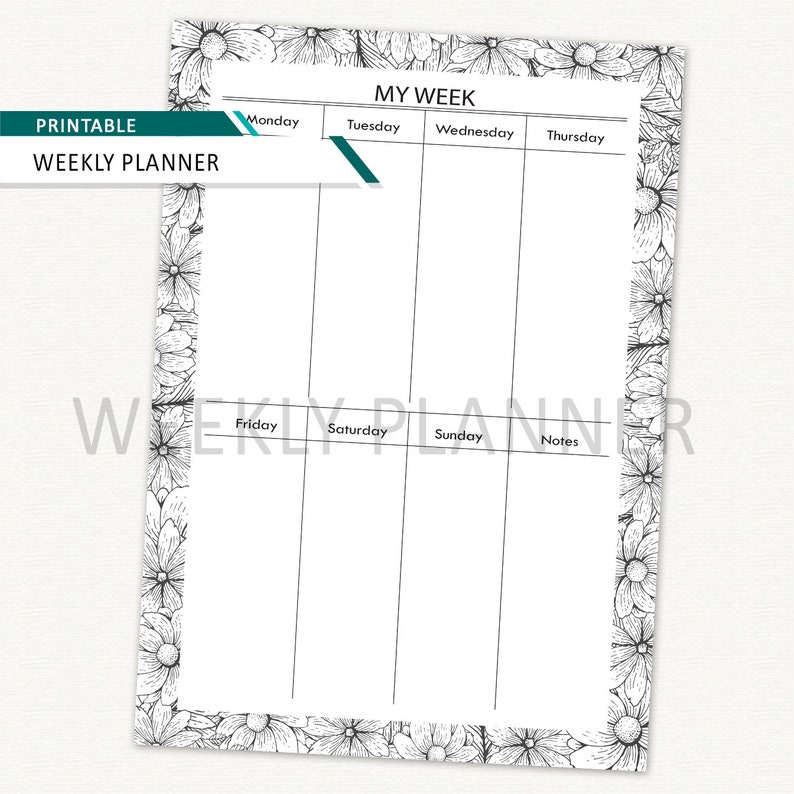 Coloring Planner Weekly Planner Printable Floral Planner - Etsy