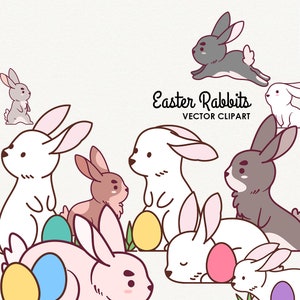 Easter Rabbit Clipart Vector Bunny Clip Art Commercial Use OK - Etsy