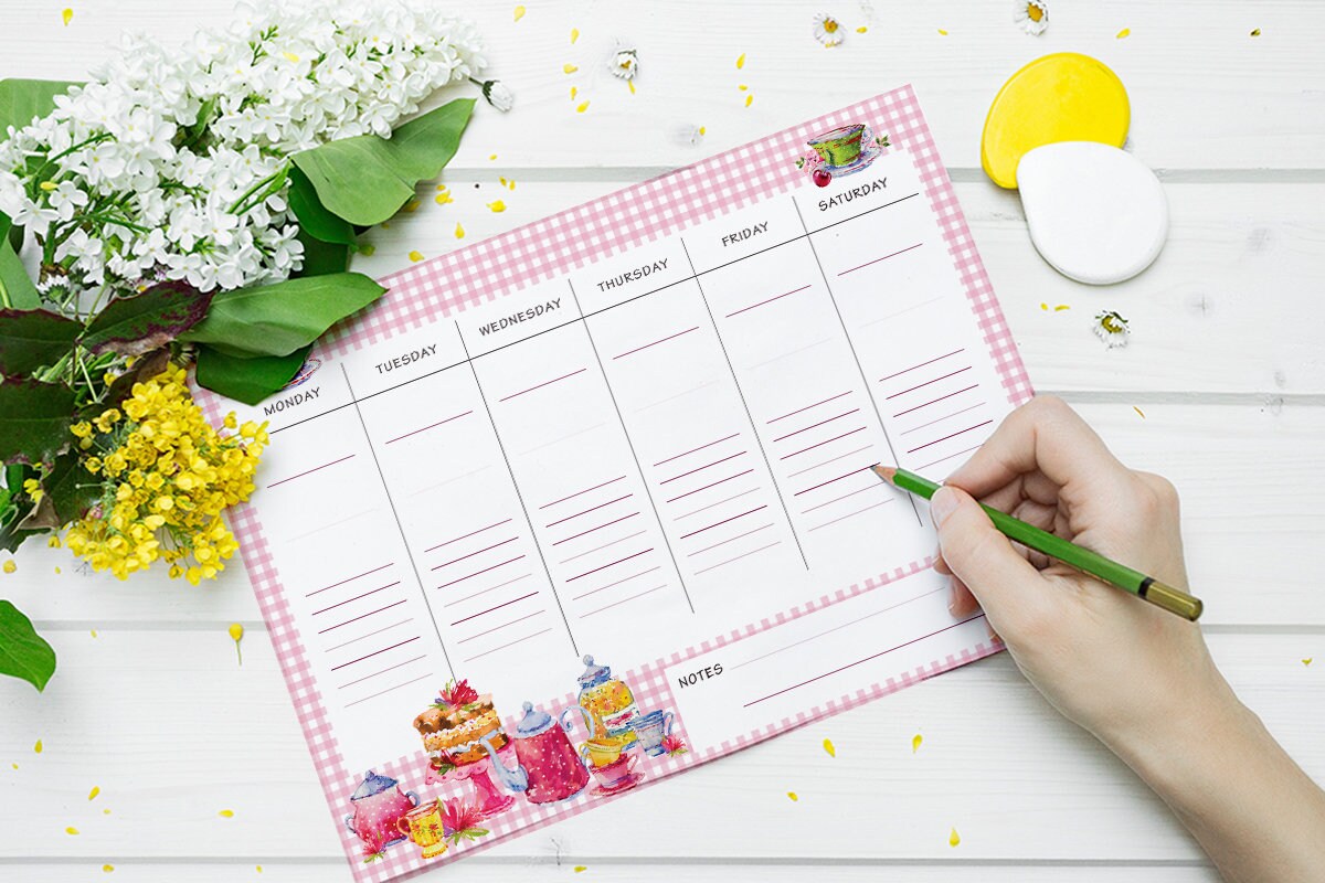 Weekly Planner Printable Tea Party Planner for Print Digital - Etsy