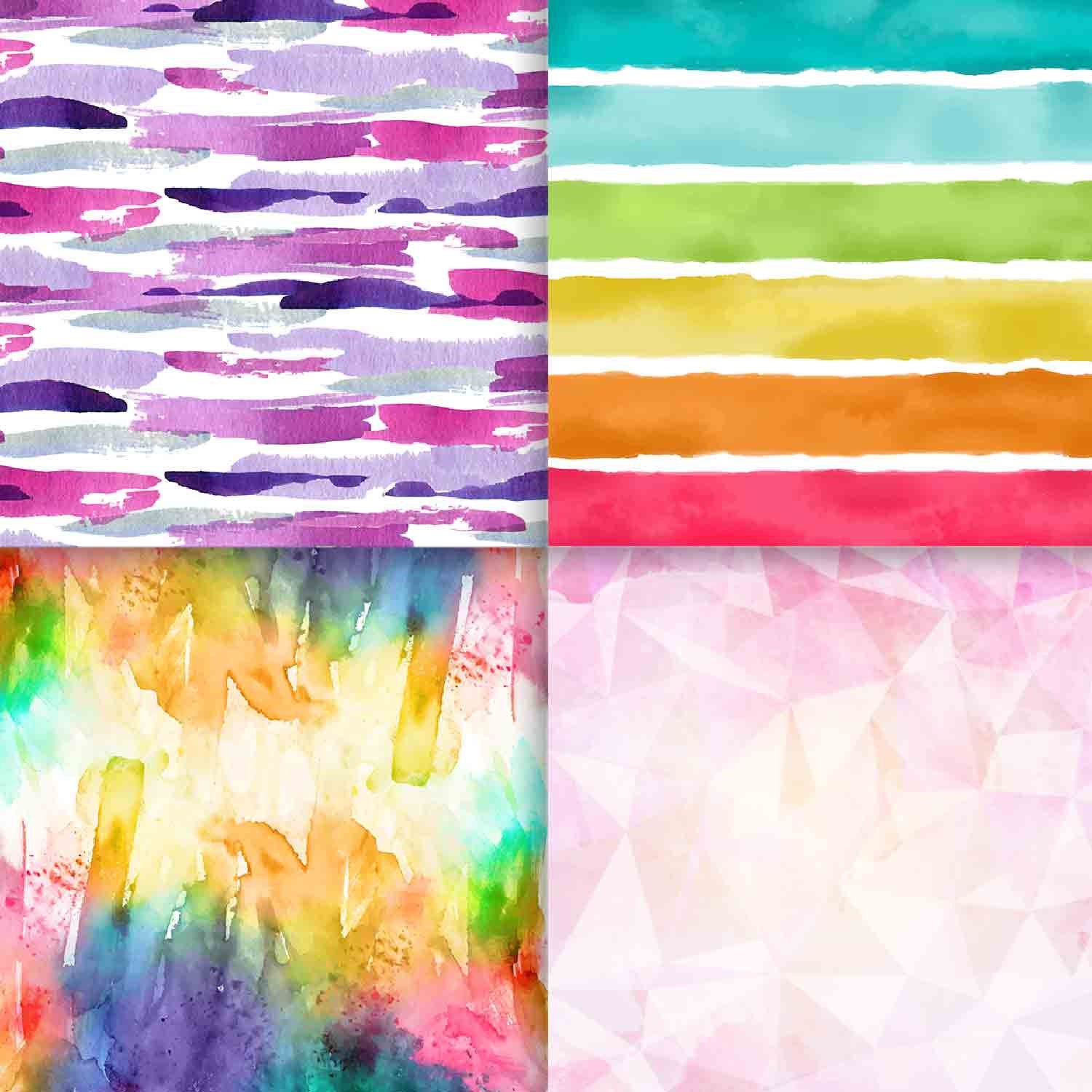 Watercolor Digital Paper, Colorful Textured Digital Paper, Watercolor ...