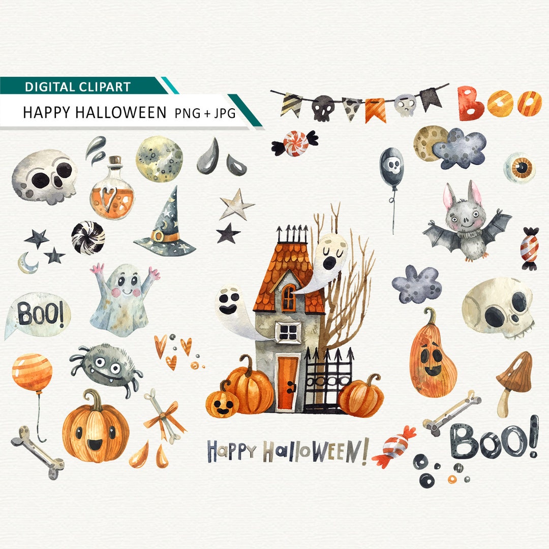 Halloween Clipart Happy Halloween Digital Clip Art Monster Printable ...