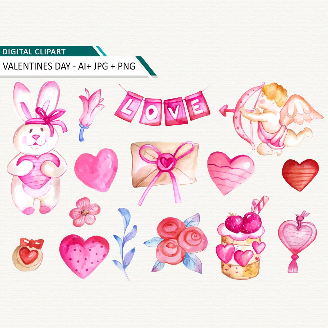 Be My Valentines Clip Art Watercolor Valentines Day Clipart - Etsy