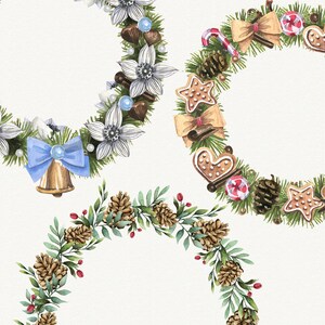Christmas Wreath Clipart Watercolor Wreath Christmas Clip Art Floral ...
