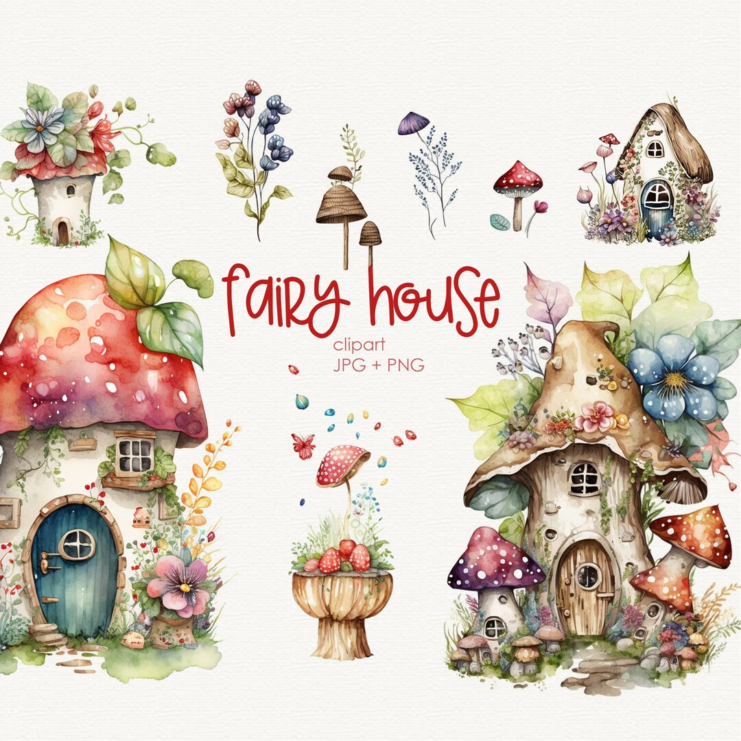 Magical Forest Fairy House Clipart Watercolor Tree House Clip Art - Etsy