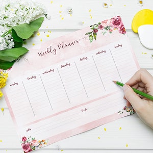 Weekly Planner Floral Planner Printable Weekly Calendar Template Daily ...