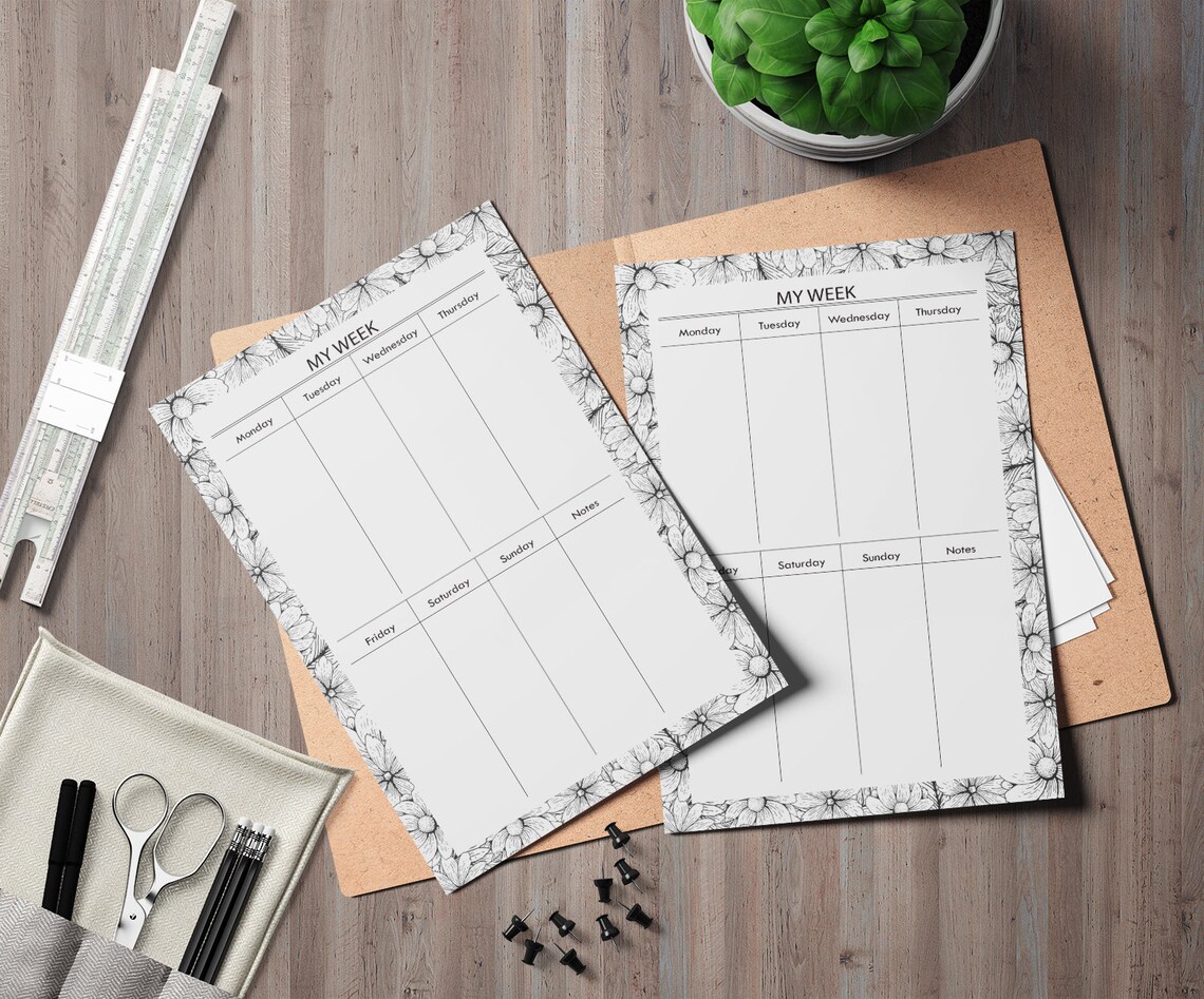 Coloring Planner Weekly Planner Printable Floral Planner - Etsy
