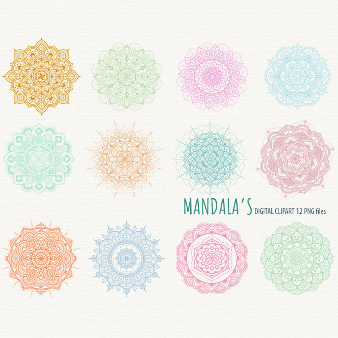 Mandala Clipart Color Mandalas Clip Art Doilies Pastel Doily - Etsy
