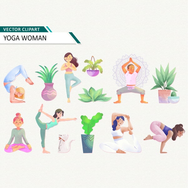 Yoga Clipart - Etsy