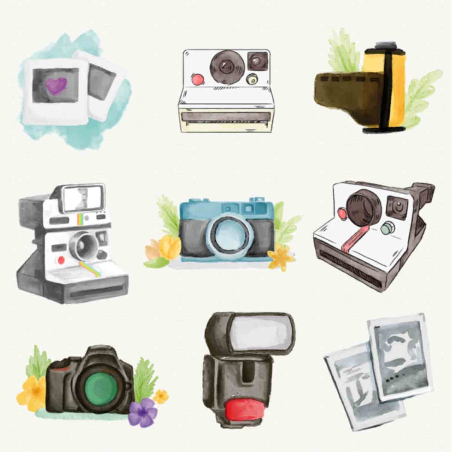 Watercolor Camera Clipart Bundle Vintage Photo Camera Clip | Etsy