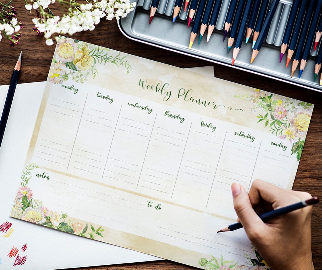 Floral Planner Printable Weekly Planner Digital Calendar Template Daily ...