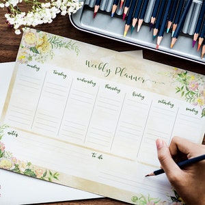 Floral Planner Printable Weekly Planner Digital Calendar Template Daily ...