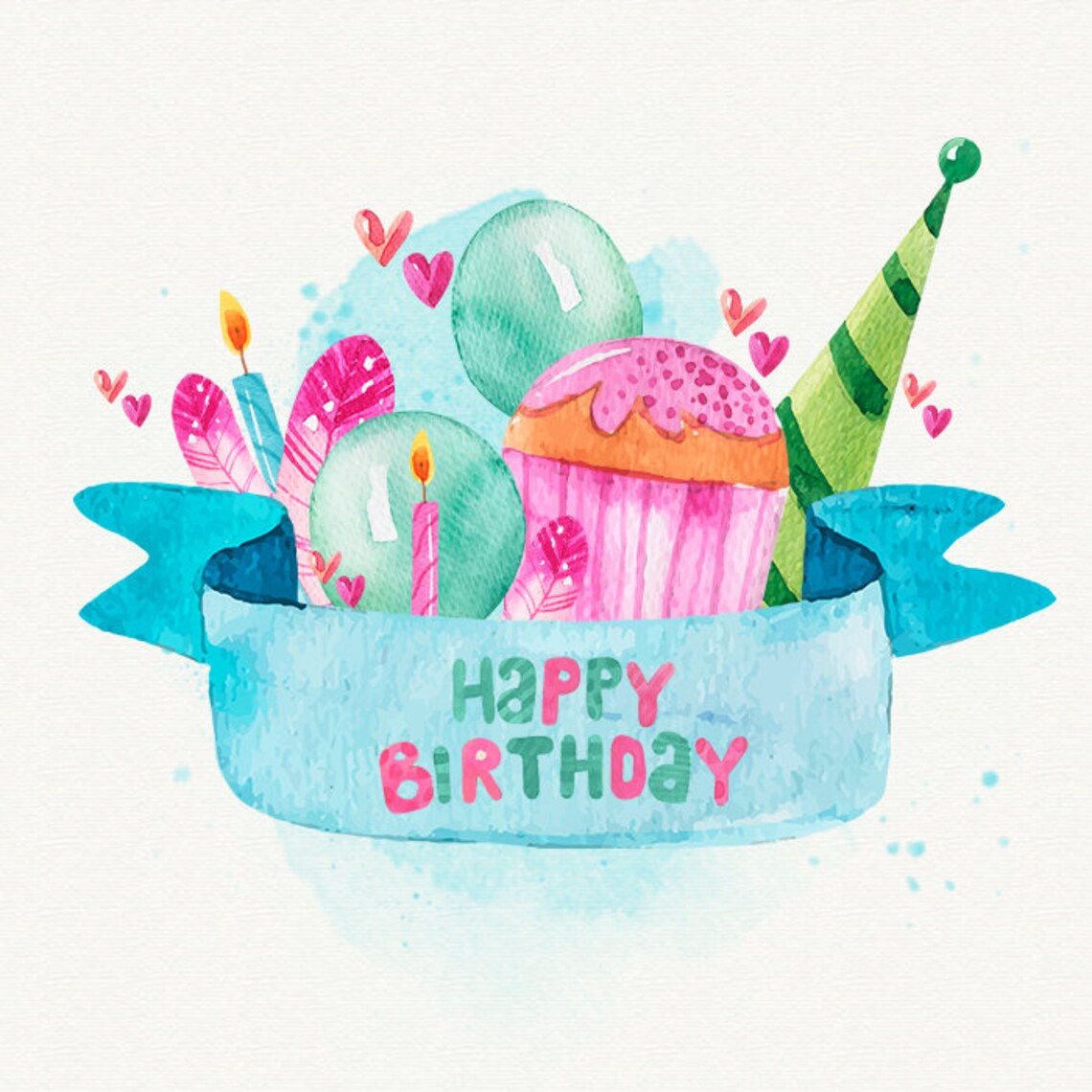 Watercolor Birthday Clipart Happy Birthday Cards Birthday Graphic ...