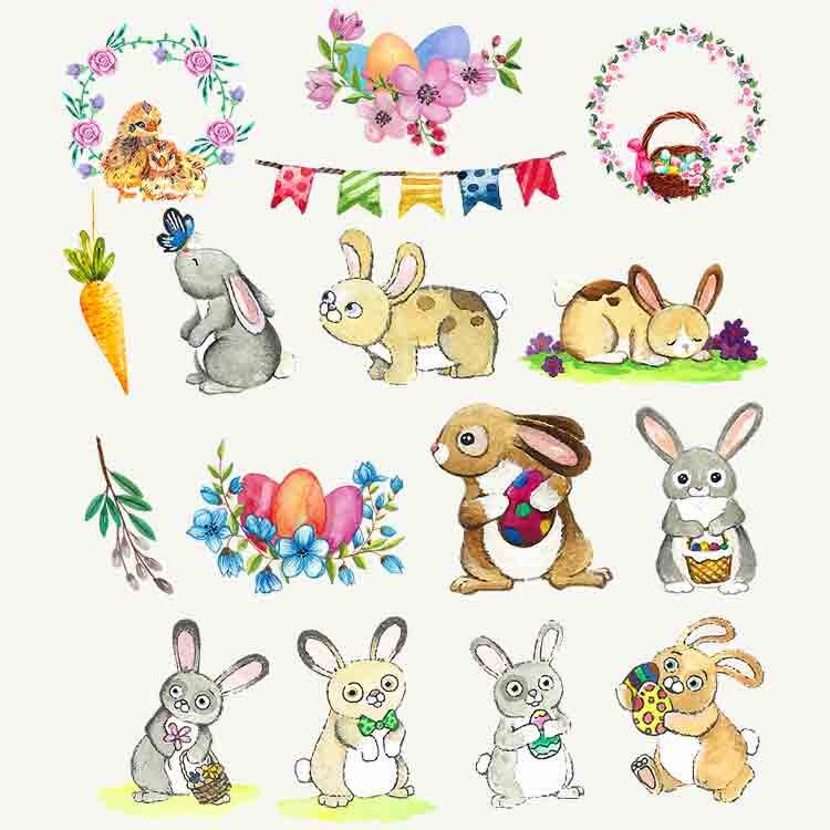 Easter Bundle Clipart Watercolor Easter Clip Art Instant - Etsy