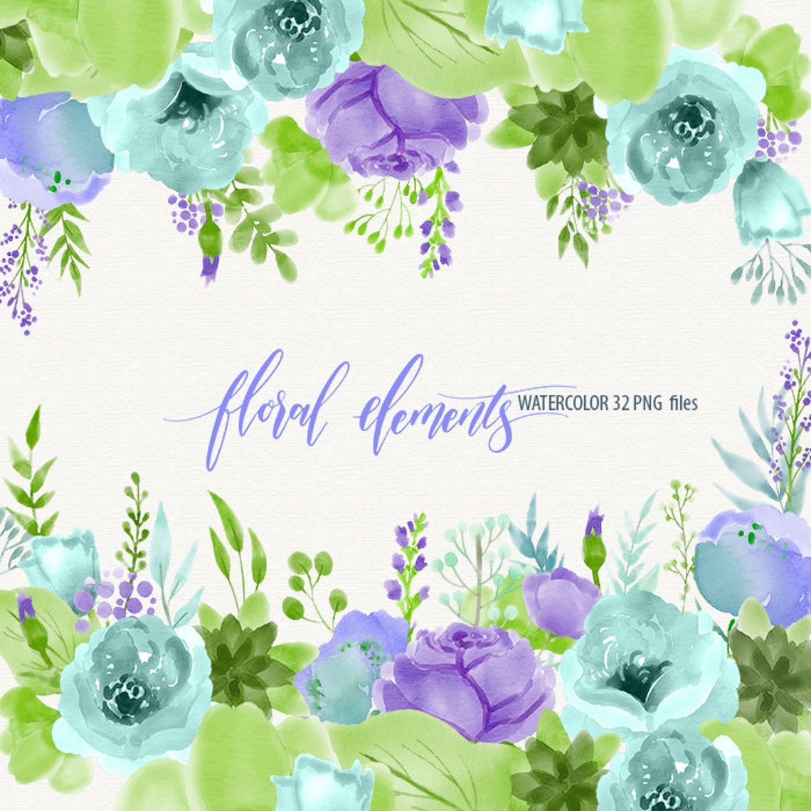 Floral Clip Art Watercolor Floral Elements Watercolor Flowers - Etsy