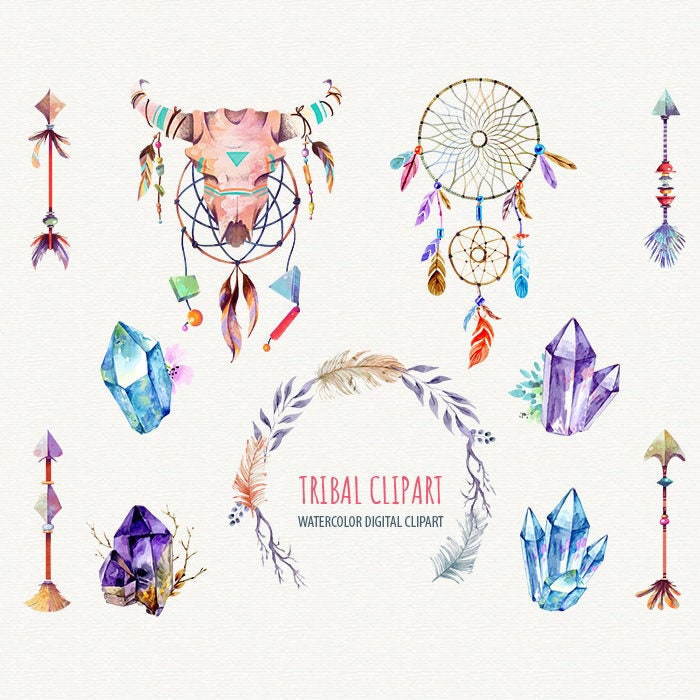 Ethnic Clipart Watercolor Tribal Bundle Clipart Instant | Etsy