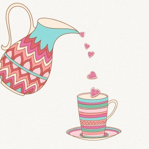 Tea Party Clipart Cupcake Clip Art Tea Time Teapot Printable Teacup ...
