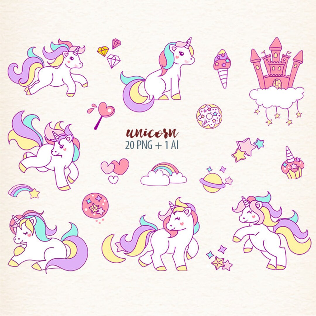 Unicorn Clipart Commercial Use Ok - Etsy