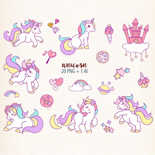 Unicorn Clip Art Unicorn Clipart COMMERCIAL USE Princess - Etsy